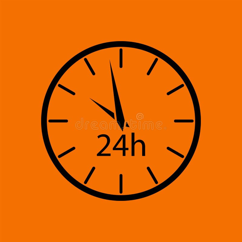 24 Hours Clock Icon stock vector. Illustration of emergency - 212390888
