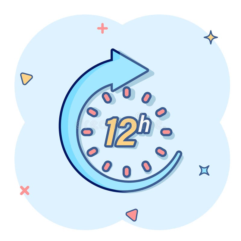 24 Hours Clock Icon in Comic Style. Timer Countdown Cartoon Vector ...