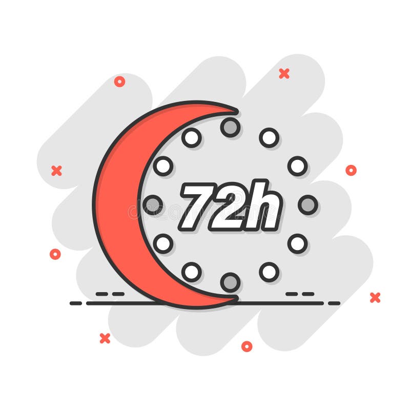 24 Hours Clock Icon in Comic Style. Timer Countdown Cartoon Vector ...