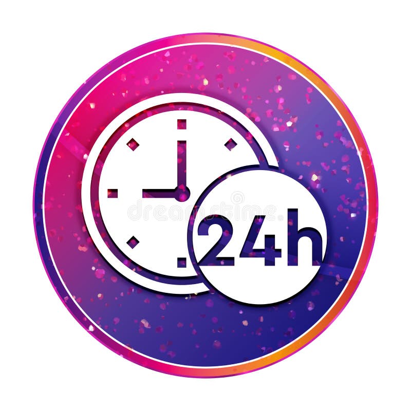 24 Hours Clock Icon Creative Trendy Colorful Round Button Illustration ...