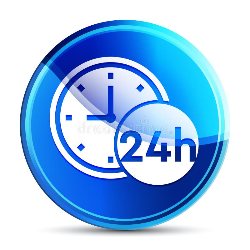 24 Hours Clock Icon Creative Trendy Colorful Round Button Illustration ...