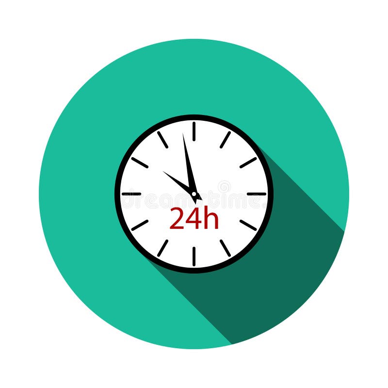 24 Hours Clock Icon stock vector. Illustration of arrow - 253079506