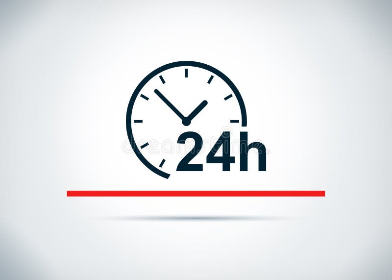 24 Hours Clock Icon Abstract Flat Background Design Illustration Stock ...