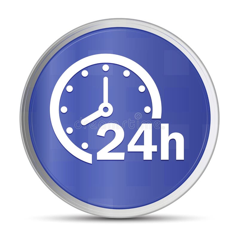 24 Hours Clock Icon Prime Blue Round Button Vector Illustration Design ...