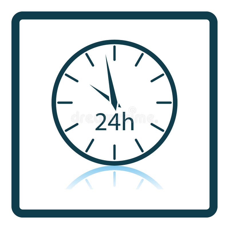 24 Hours Clock Icon stock vector. Illustration of clock - 208692208