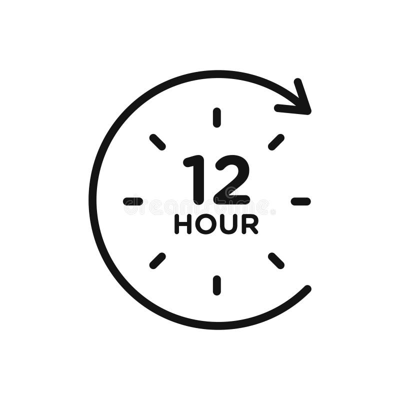 12 Hours Clock Icon Symbol on White Background Stock Vector ...
