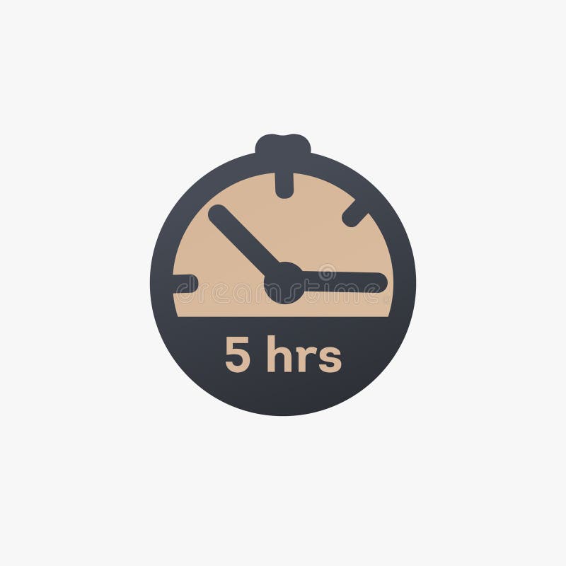5 Hours Clock Icon, Time Management Icon, 5 Hours Stopwatch Icon ...