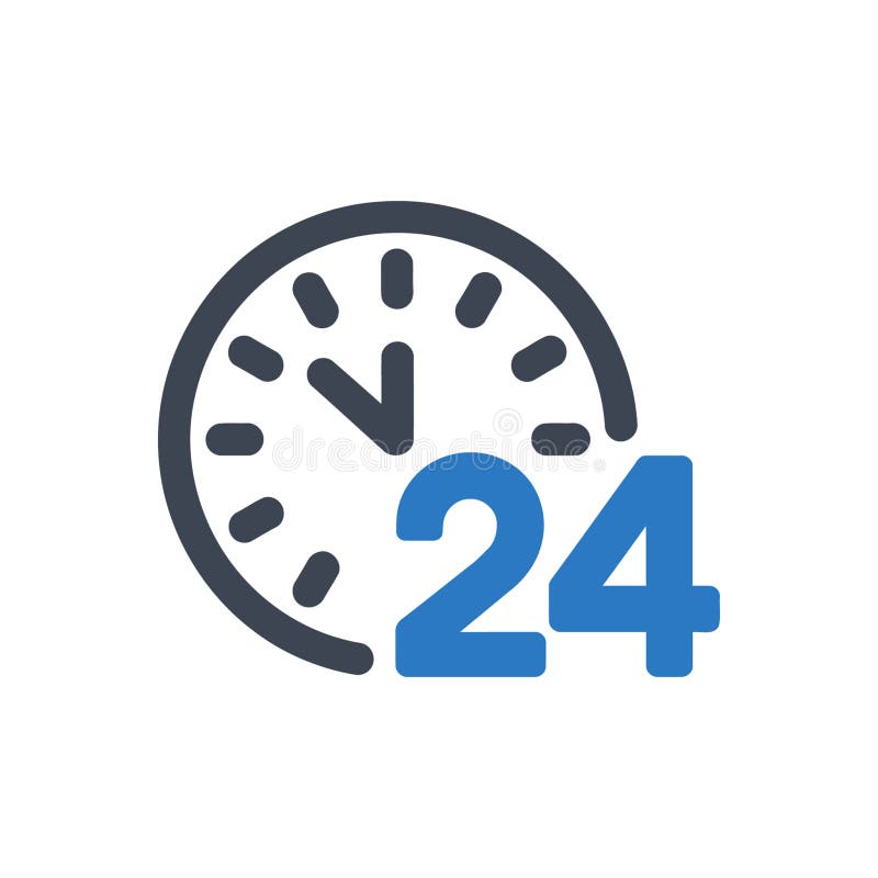 24 Hours Clock Icon stock vector. Illustration of icon - 361728411