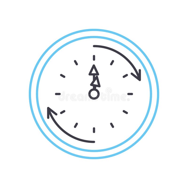 24 Hours Clock Line Icon, Outline Symbol, Vector Illustration, Concept ...