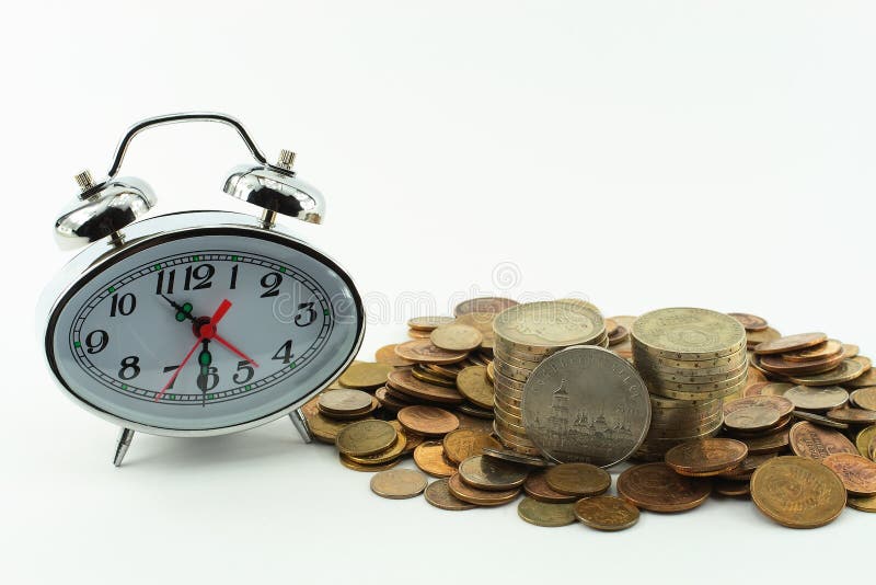 Hours and coins stock photo. Image of business, nickel - 5759292
