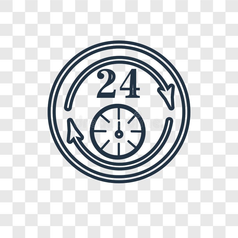 24 Hours Concept Vector Linear Icon Isolated on Transparent Back Stock ...