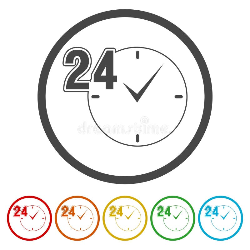 24 Hours Customer Service. Round the Clock Support Symbol Stock Vector ...