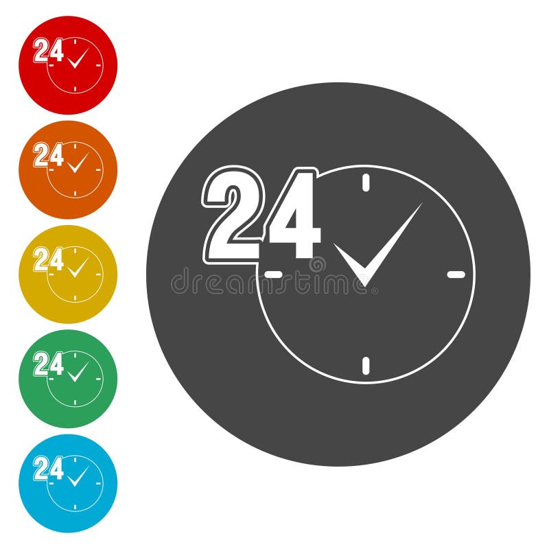 24 Hours Customer Service. Round the Clock Symbol Stock Vector ...