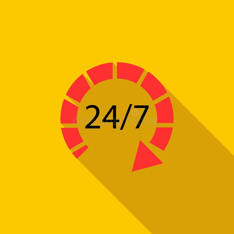 24 Hours Customer Support Service Icon, Flat Style Stock Vector ...