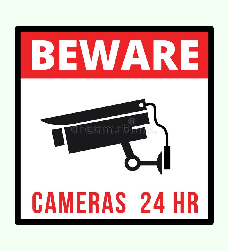 Beware Security Notice Under Surveillance Sign, Caution CCTV Camera in ...