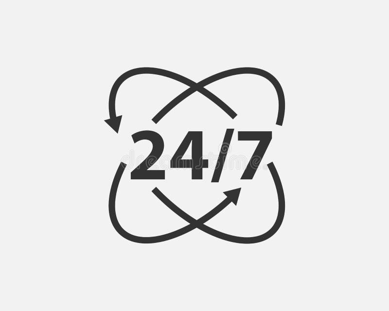 24 Hours a Day Service Icon Symbol Vector Stock Vector - Illustration ...