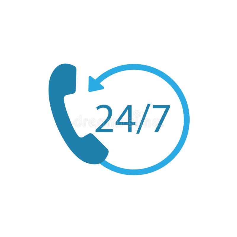 24 Hours 7 Days Icon. Time Clock Icon Vector Illustration. Flat Design ...