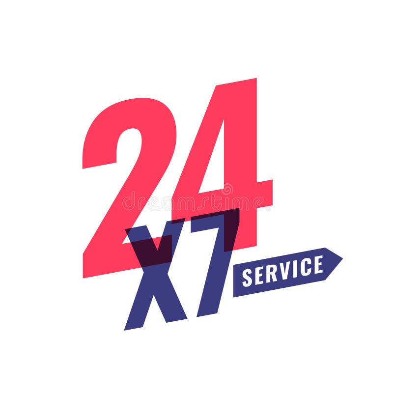 24 Hours and 7 Days always Open Service Assistant Poster Stock Vector ...