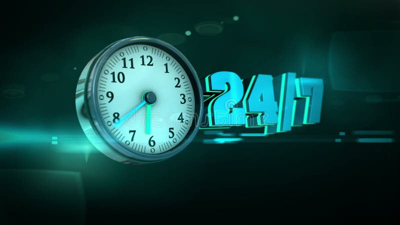 24 Hours 7 Days Week Numbers Clock 3d Animation. Stock Video - Video of ...