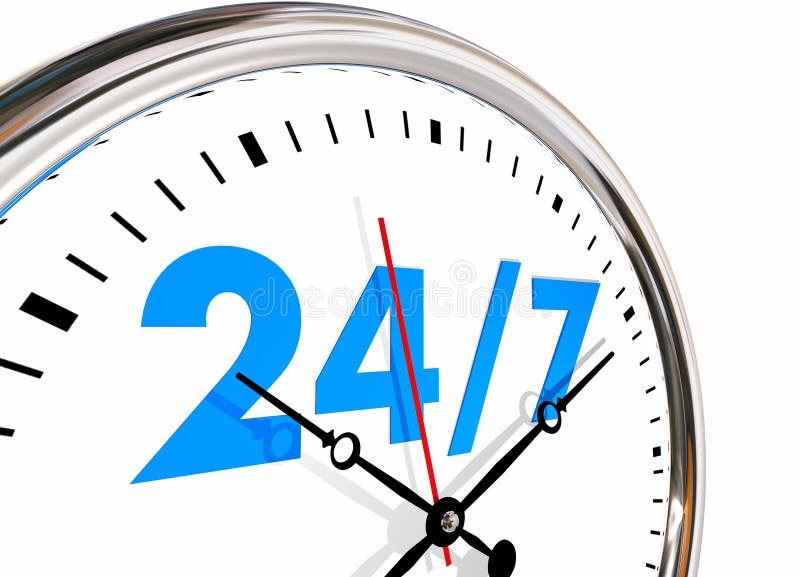 24 Hours 7 Days Week Numbers Clock Stock Illustration - Illustration of ...
