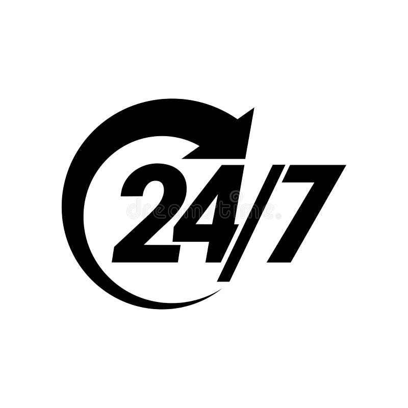 24 Hours 7 Days in Week Order Execution or Service Icons Stock Vector ...