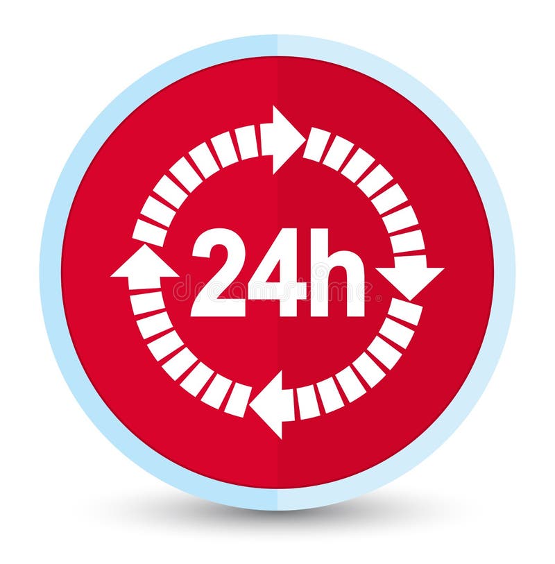24 Hours Delivery Icon Flat Prime Red Round Button Stock Vector ...