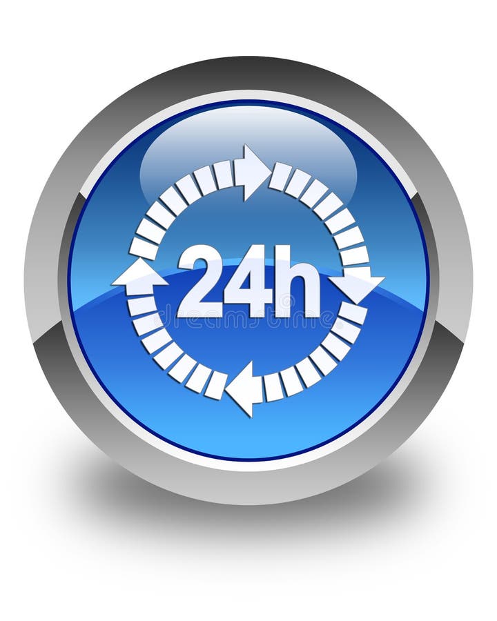 24 Hours Delivery Icon Glossy Blue Round Button Stock Illustration ...