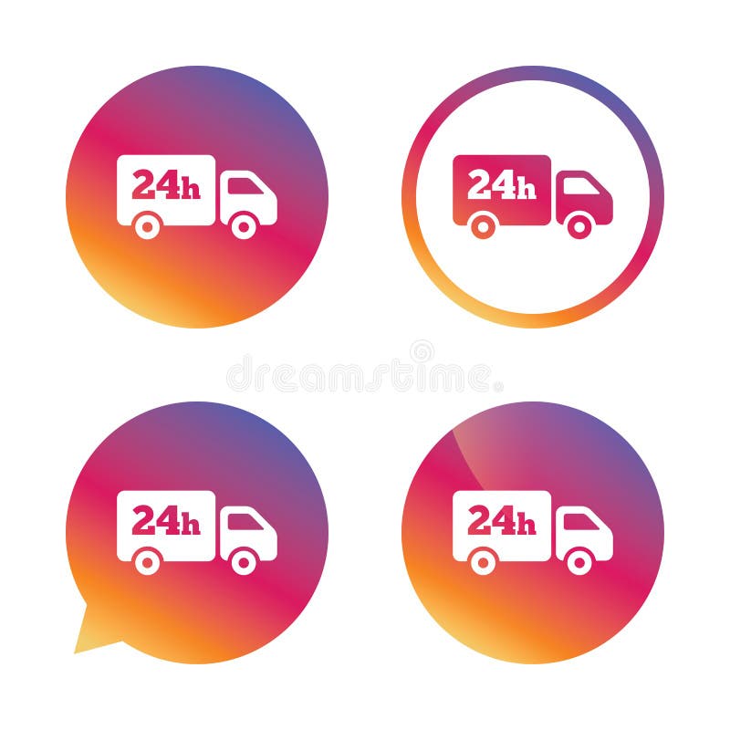 24 Hours Delivery Service. Cargo Truck Symbol. Stock Vector ...