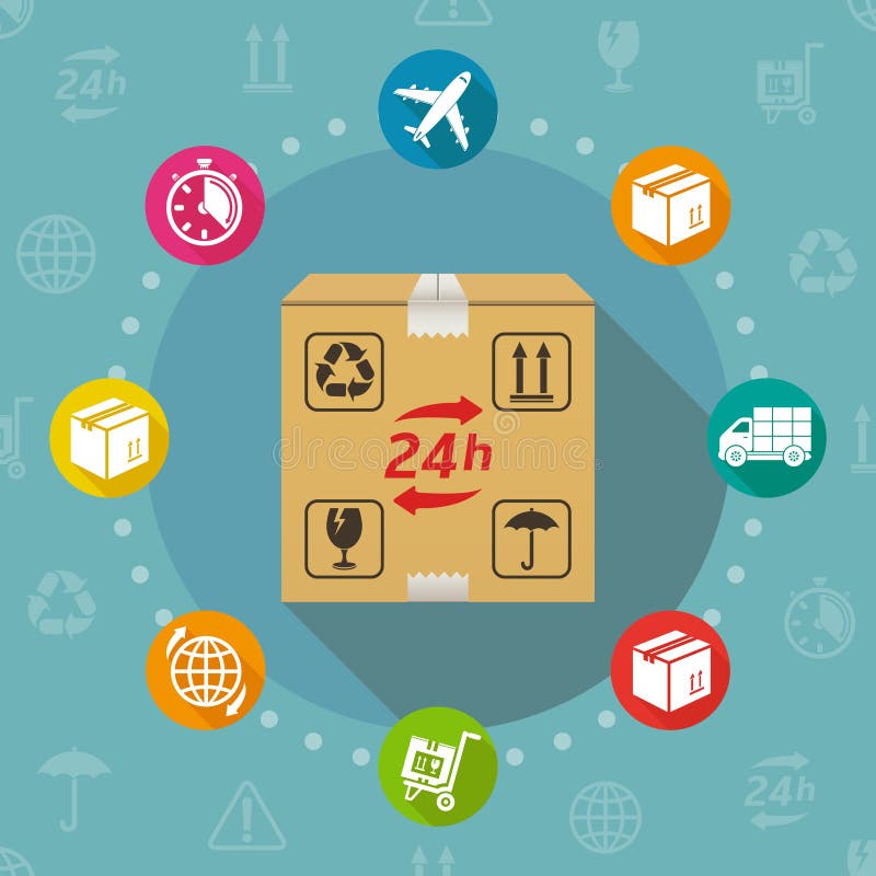 24 Hours Delivery Service Flat Design Stock Vector - Illustration of ...