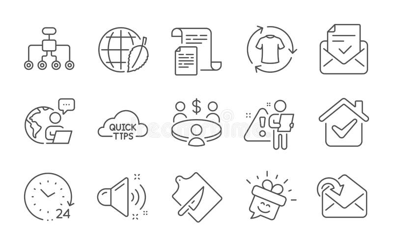 24 Hours, Documents and Quick Tips Icons Set. Restructuring, Meeting ...