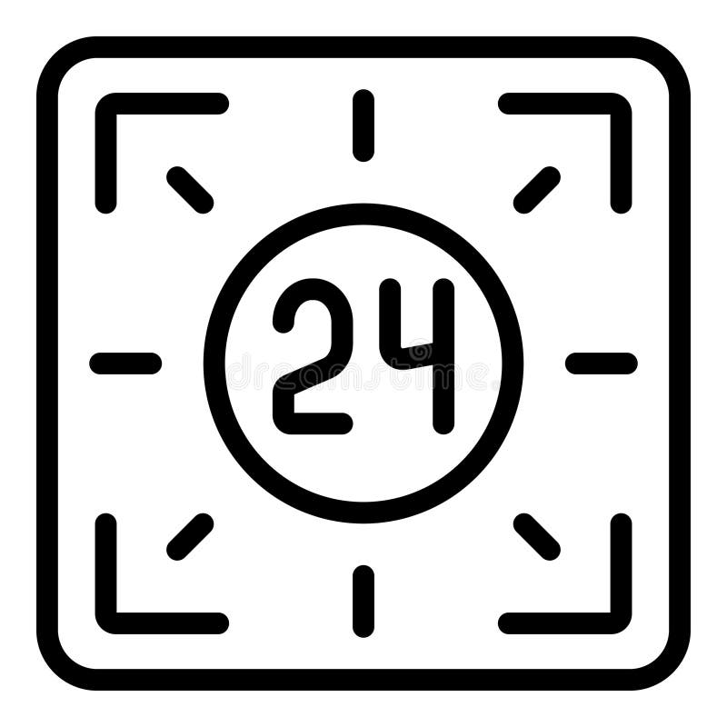 24 Hours Icon in Bold Line Art Stock Vector - Illustration of minimal ...