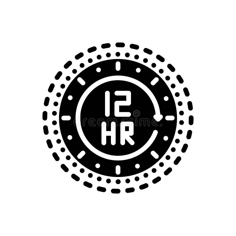 Black Solid Icon for 12 Hours, Emergency and Available Stock Vector ...