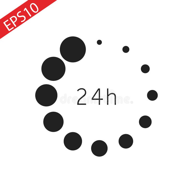 24 Hours Icon with Dots on White Background. 24 Hours Sign. Flat Style ...