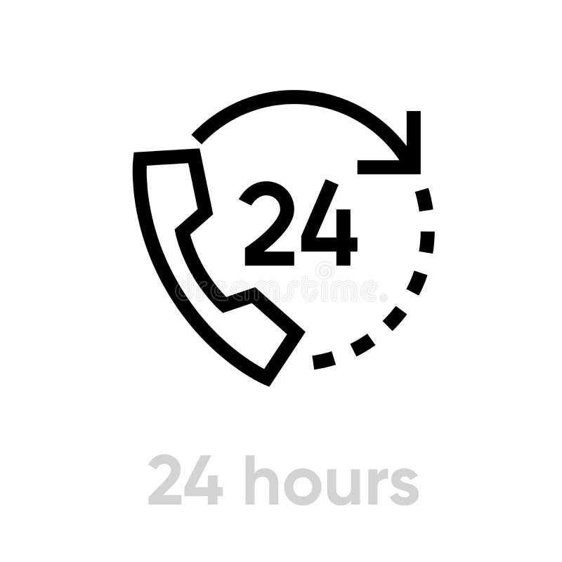 1 Hour Icon. Editable Vector Outline Stock Vector - Illustration of ...