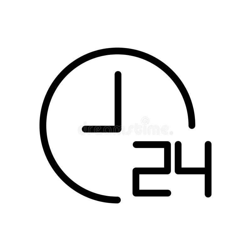 24 Hours Icon for Round-the-Clock Services, Time Management, and ...