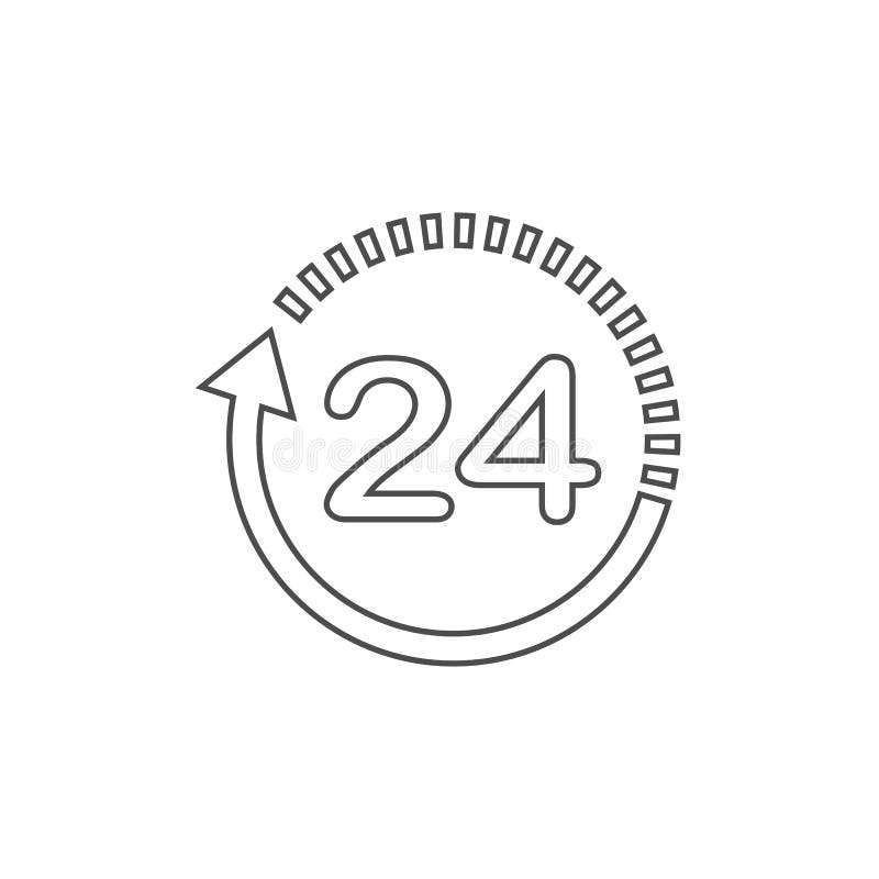 24 Hours Icon. 24 Hours Sign. Time Clock Icon Vector Illustration. Flat ...