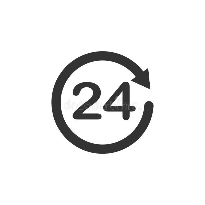 24 Hours Icon. 24 Hours Sign. Time Clock Icon Vector Illustration. Flat ...