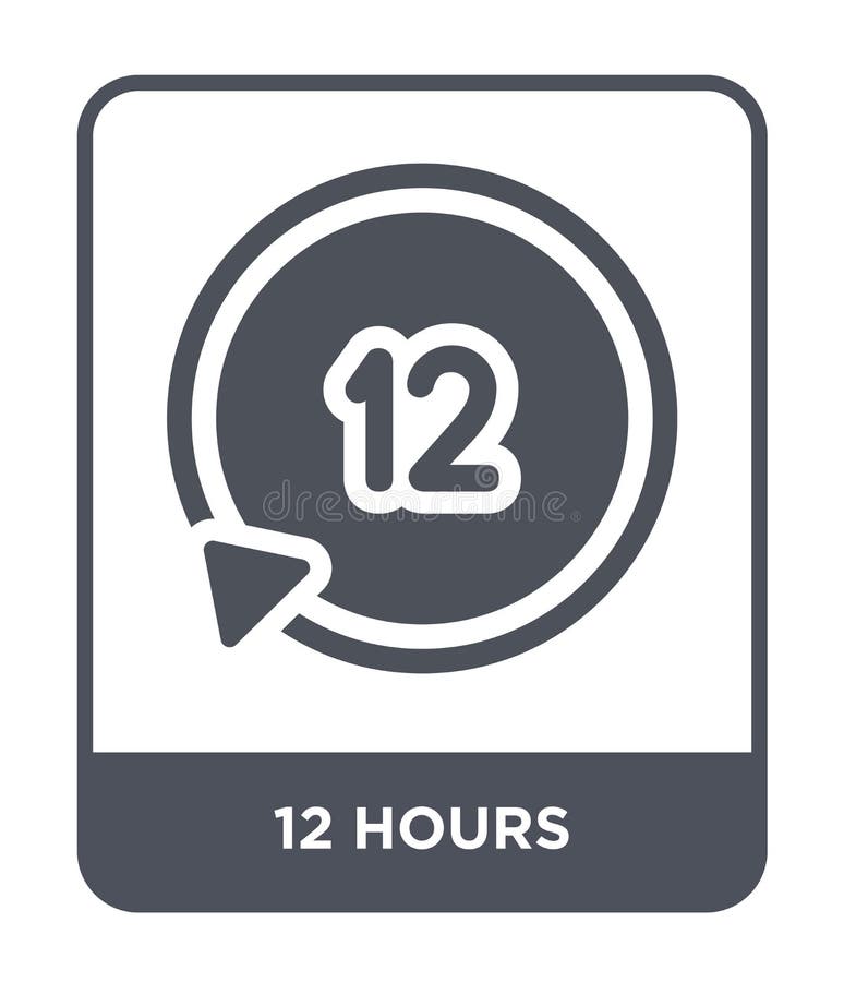 12 Hours Icon in Trendy Design Style. 12 Hours Icon Isolated on White ...