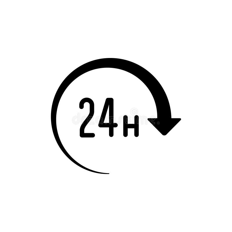 24 Hour Symbol Icon Vector Illustration Isolated on White Background ...