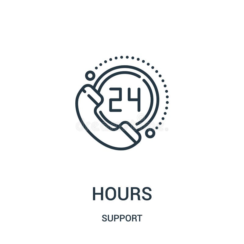 Hours Icon Vector from Support Collection. Thin Line Hours Outline Icon ...