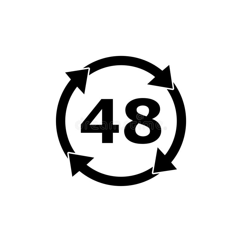 48 Hours Icon on White Background, Flat Style 48 Hours Sign Stock ...