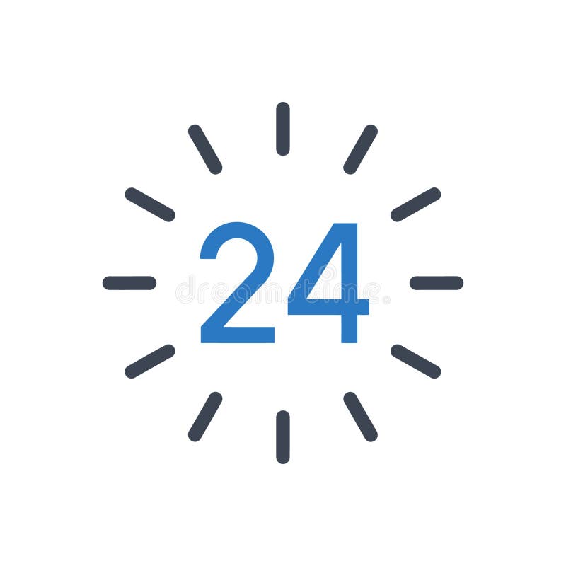 24 Hours Icon stock vector. Illustration of hours, sign - 361728776