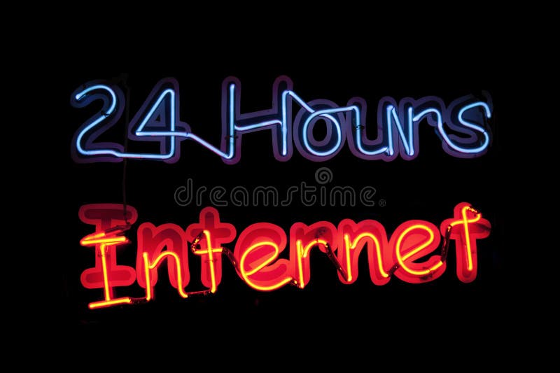24 Hours Internet - Neon Light Stock Image - Image of light, phrase ...