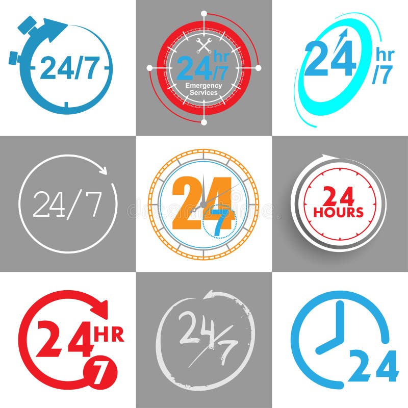 24 hours logo elements stock vector. Illustration of closed - 63355873