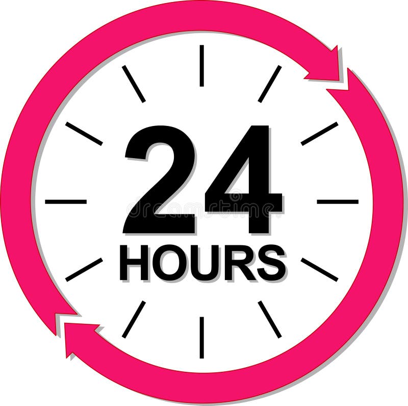 24 Hours Clock Dial. Vector Illustration Stock Vector - Illustration of ...