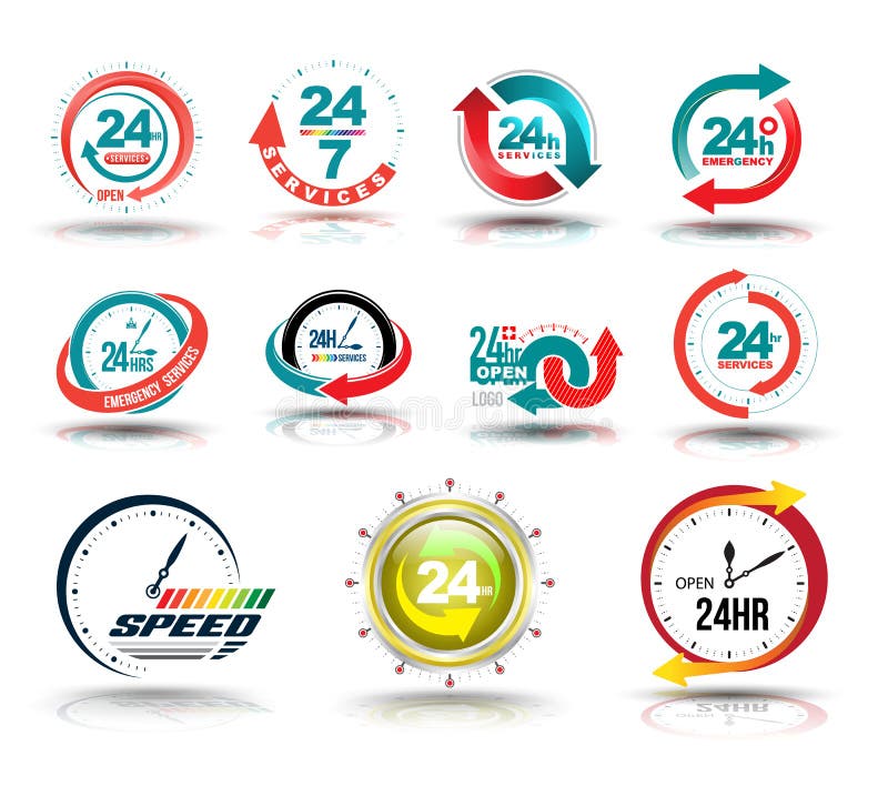24 Hours Open Customer Service Collection. Stock Vector - Illustration ...