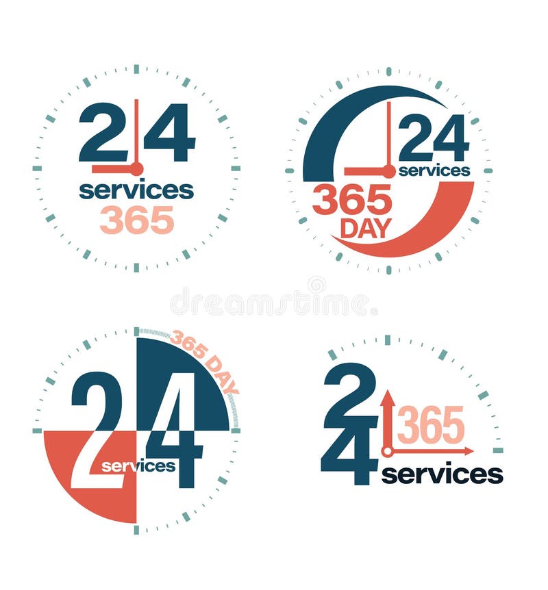 24 Hours Open Customer Service Stock Vector - Illustration of element ...