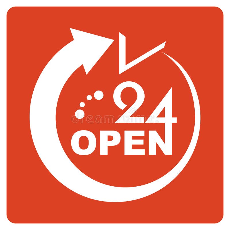 24 Hours Open icon stock illustration. Illustration of orange - 33797348