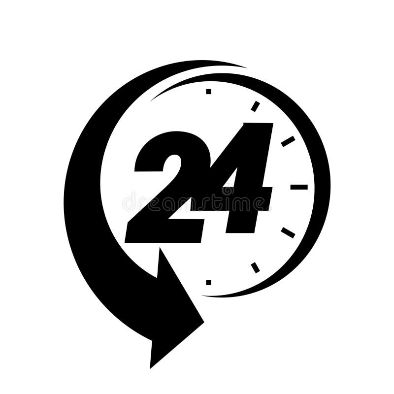 24 Hours Order Execution or Delivery Service Icons. Stock Vector ...