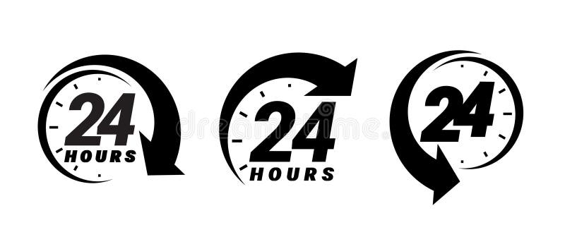 24 Hours Order Execution or Delivery Service Icons. Stock Vector ...